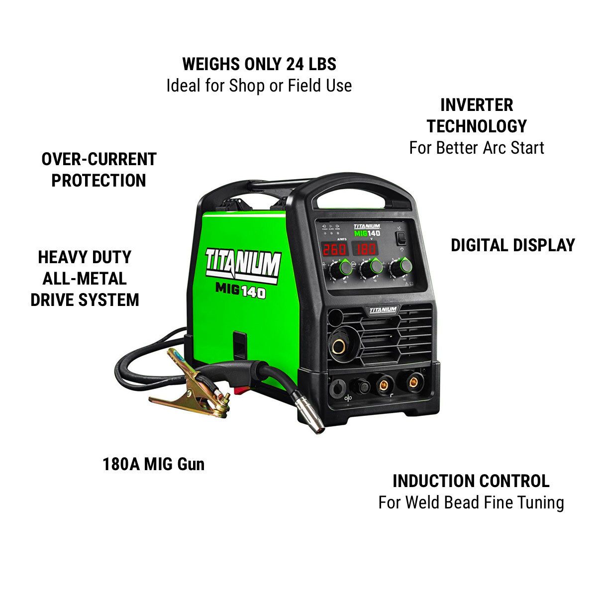 Titanium MIG 140 Professional Welder with 120V Input - 57863 - Ferredepot