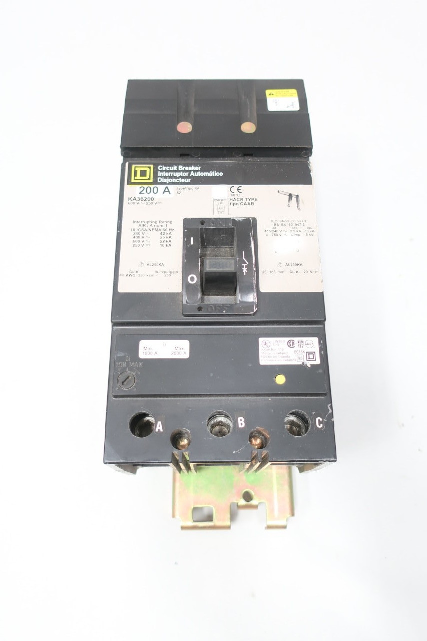 SQUARE D KA36200 3P 200A AMP 600V-AC MOLDED CASE CIRCUIT BREAKER - MRO ...