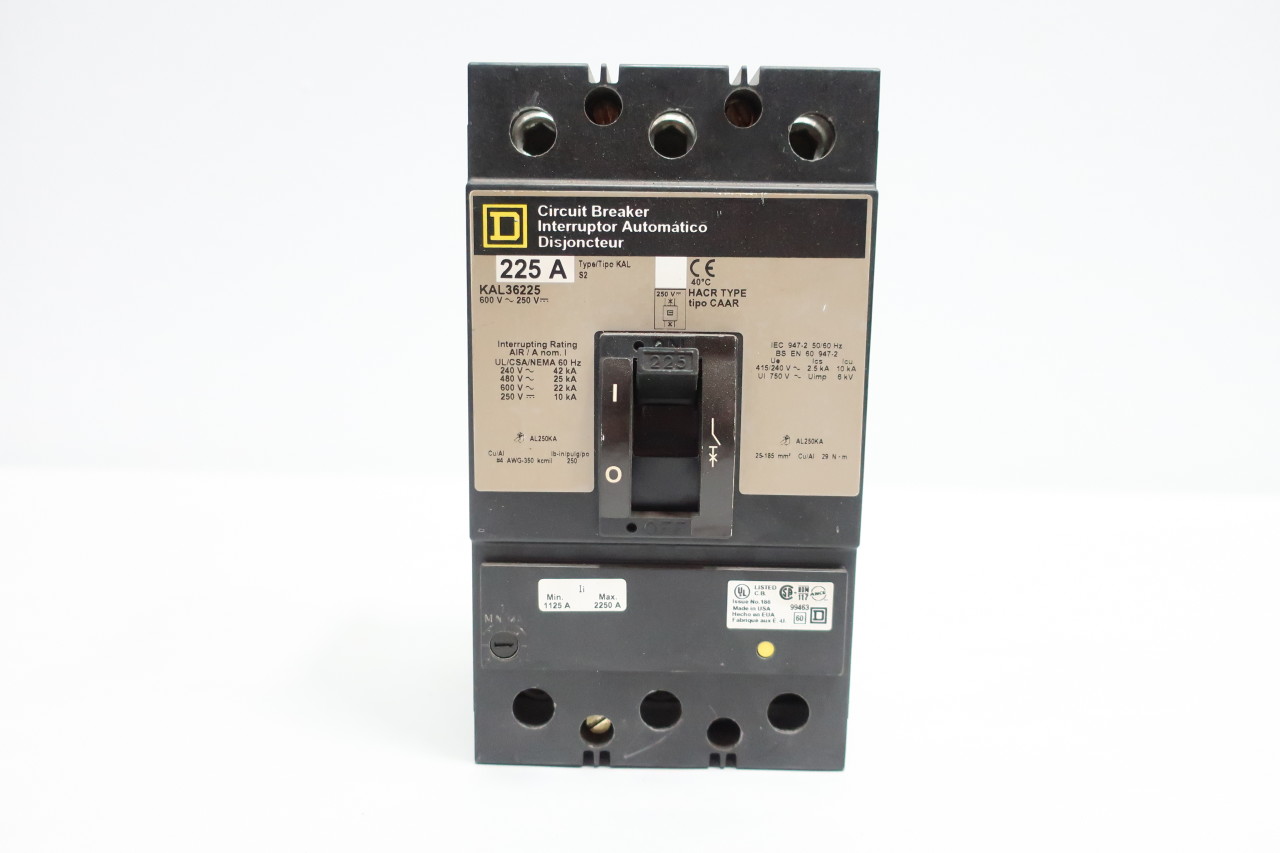 SQUARE D KAL36225 3P 225A AMP 600V-AC 250V-DC MOLDED CASE CIRCUIT ...