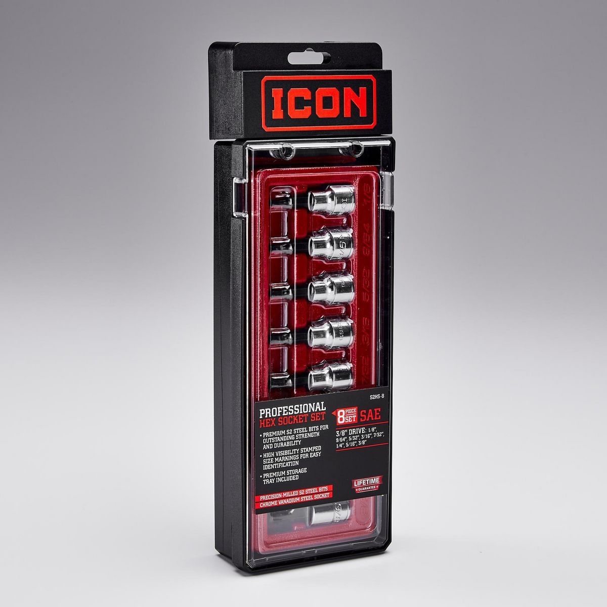 Icon 3/8 in. Drive SAE Professional Hex Bit Socket Set, 8 Piece - 56588 ...