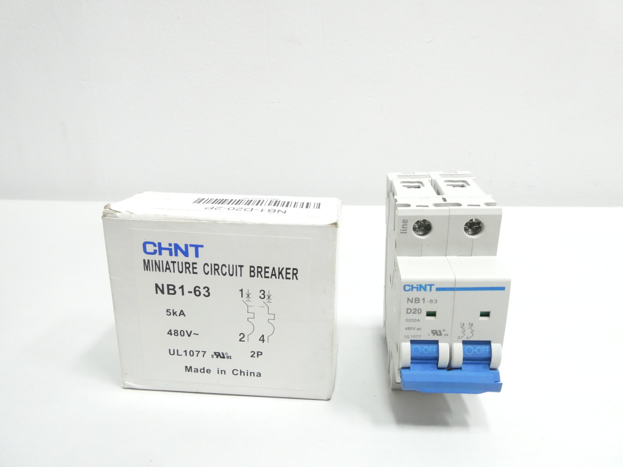 CHINT NB1-63-D20-2P 2P 20A AMP 480V-AC MINIATURE CIRCUIT BREAKER - MRO INDUSTRIAL