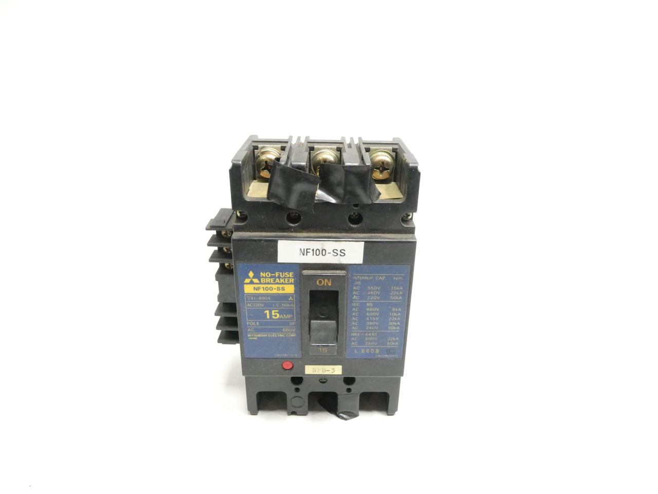 MITSUBISHI NF100-SS-3P-15A 3P 15A AMP 220V-AC MOLDED CASE CIRCUIT BREAKER - MRO INDUSTRIAL