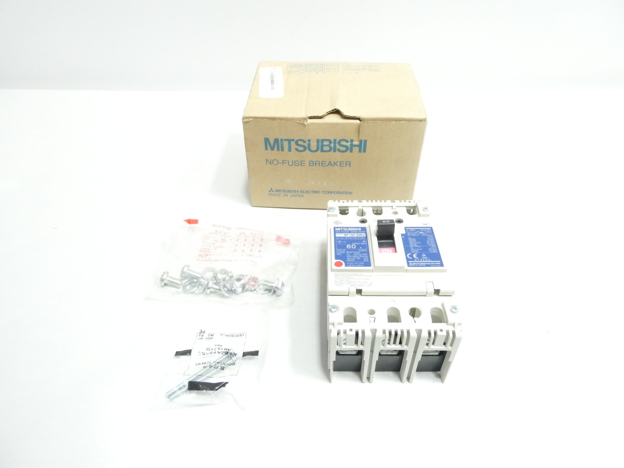 MITSUBISHI NF100-SWU3060 3P 60A AMP 220V-AC MOLDED CASE CIRCUIT BREAKER - MRO INDUSTRIAL