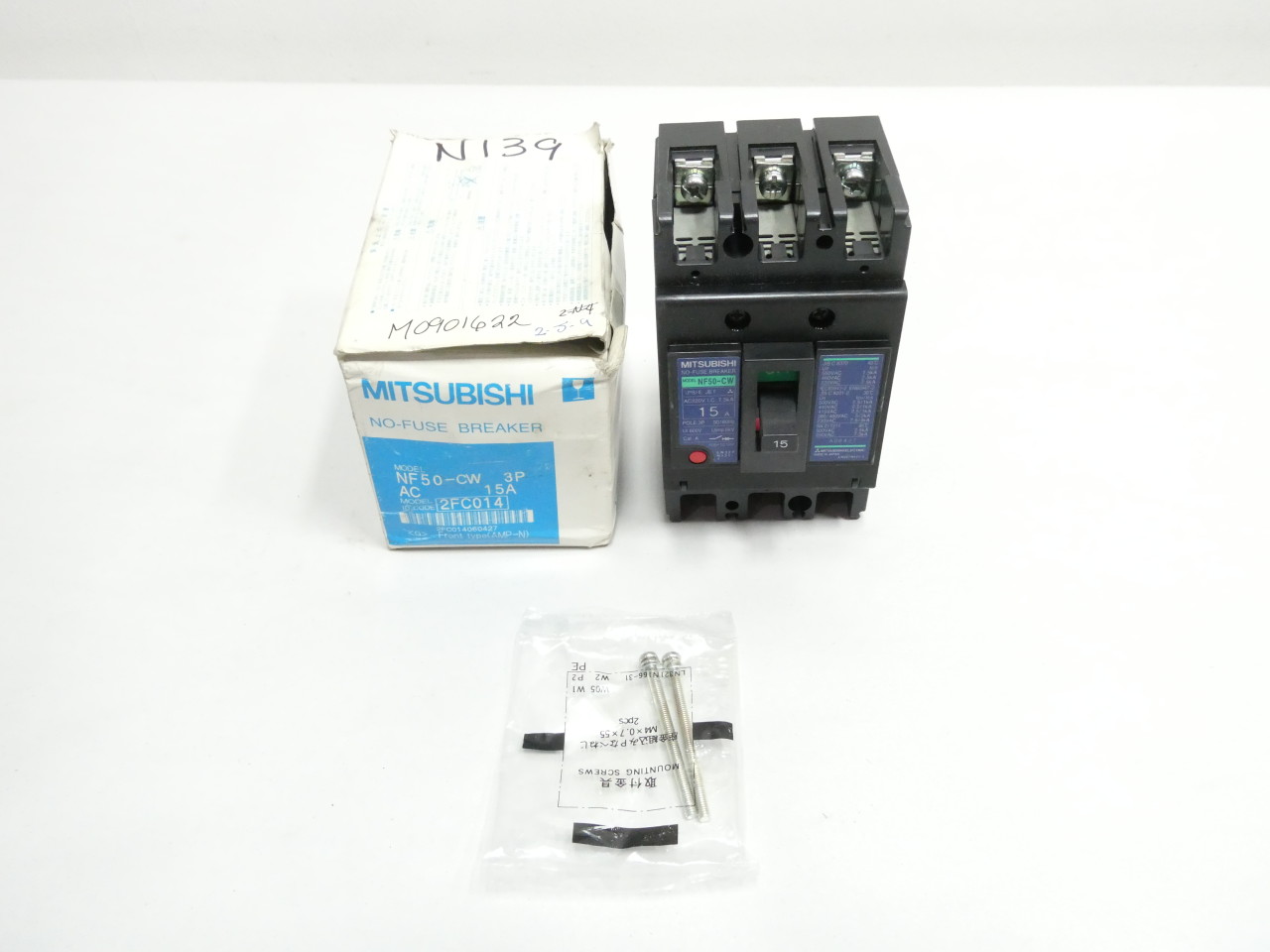 MITSUBISHI NF50-CW NO-FUSE 3P 15A AMP 220V-AC MOLDED CASE CIRCUIT BREAKER - MRO INDUSTRIAL