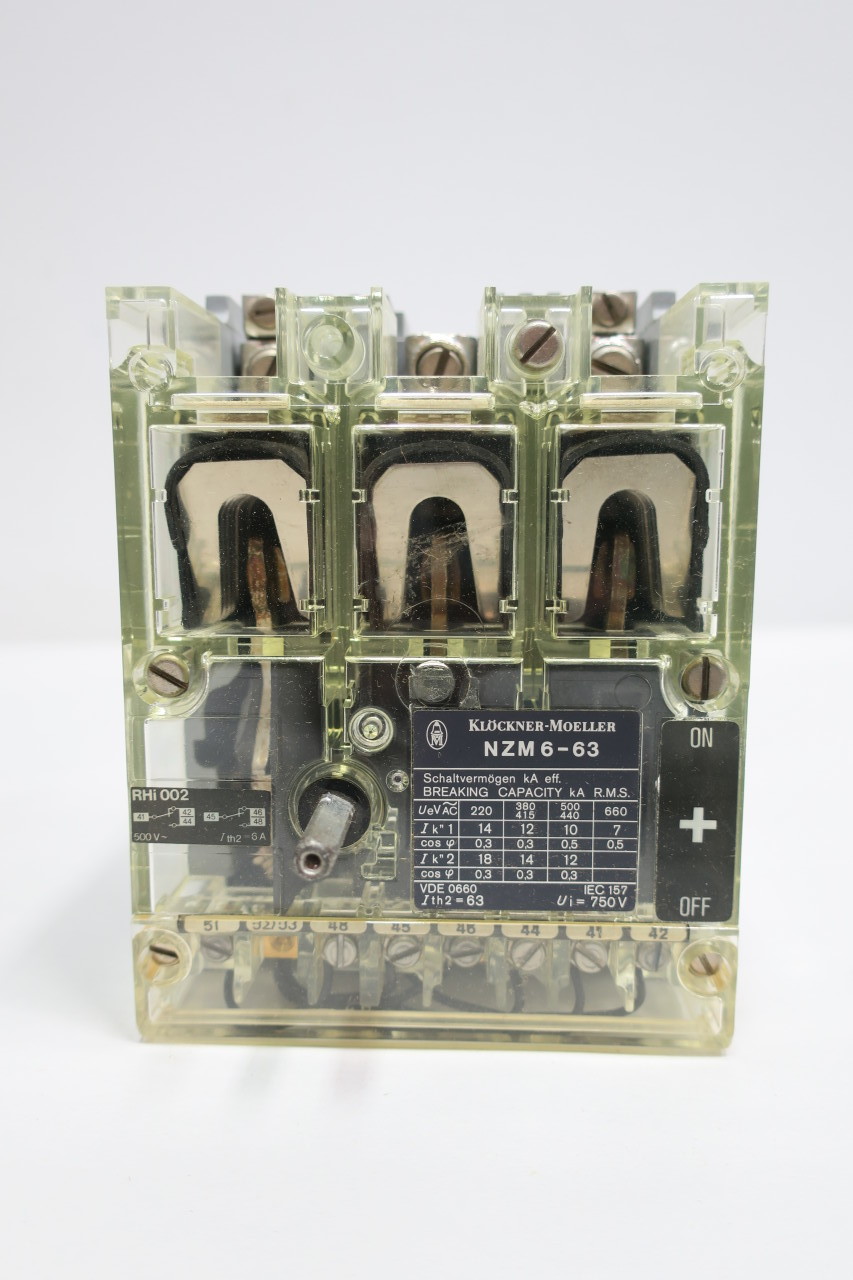 KLOCKNER MOELLER NZM6-63 3P 63A AMP 500V-AC MOLDED CASE CIRCUIT BREAKER ...