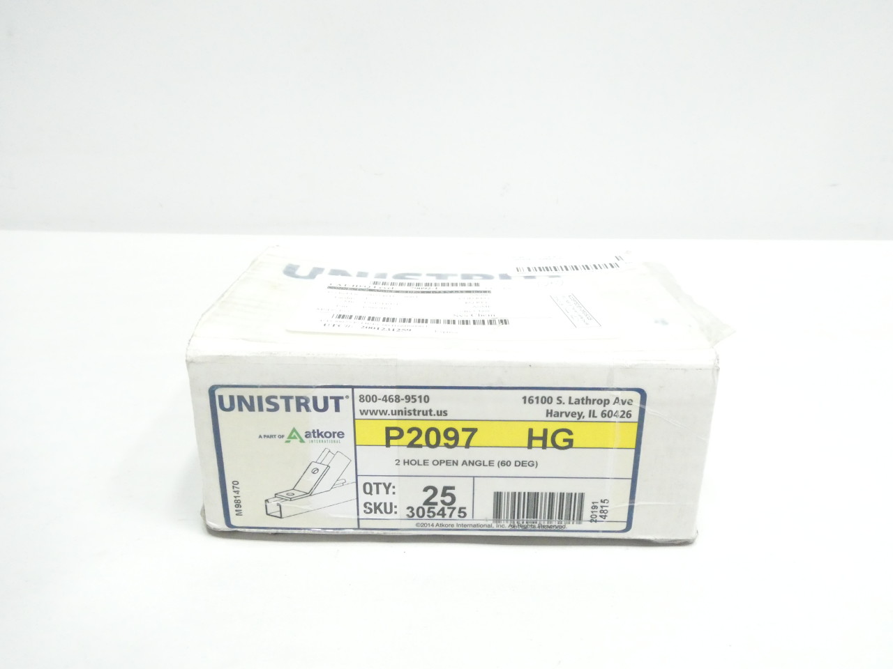 UNISTRUT P2097 HG BOX OF 25 2 HOLE OPEN ANGLE 60DEG FITTING CONDUIT ...