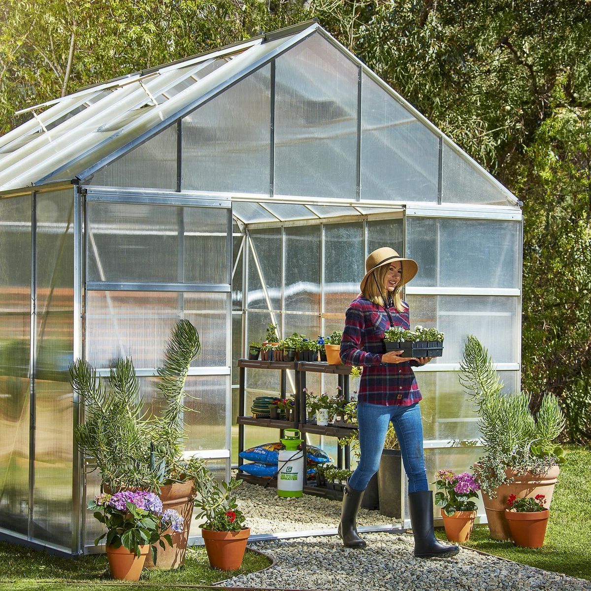 One Stop Gardens 10 ft. x 12 ft. Greenhouse with 4 Vents - 93358 ...