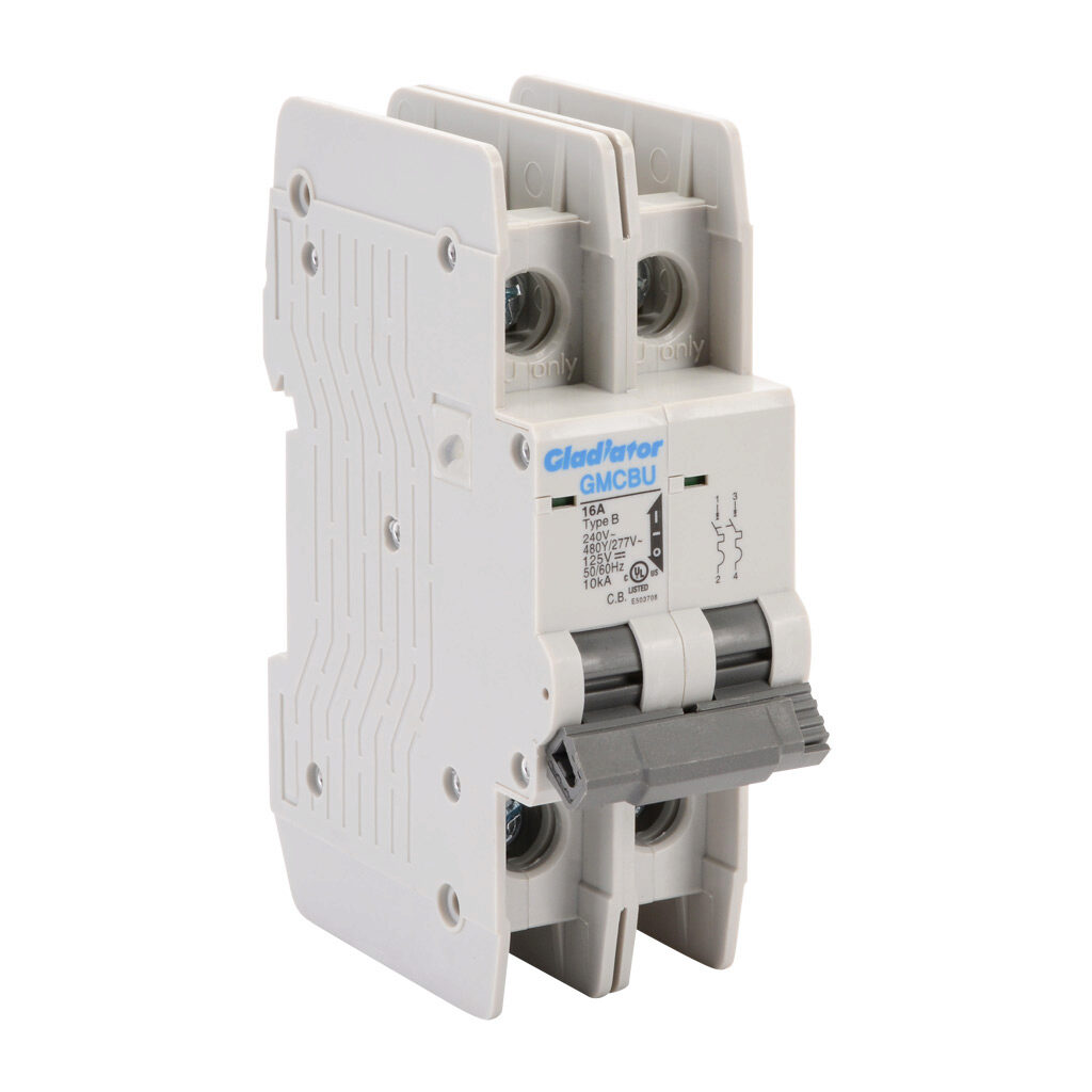 GMCBU-2B-16 - Gladiator miniature circuit breaker, 16A, 480Y / 277 VAC / 125 VDC, 2-pole, B ...