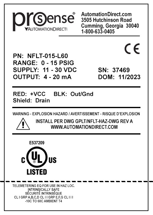 ProSense NFLT-015-L60 - EZControles