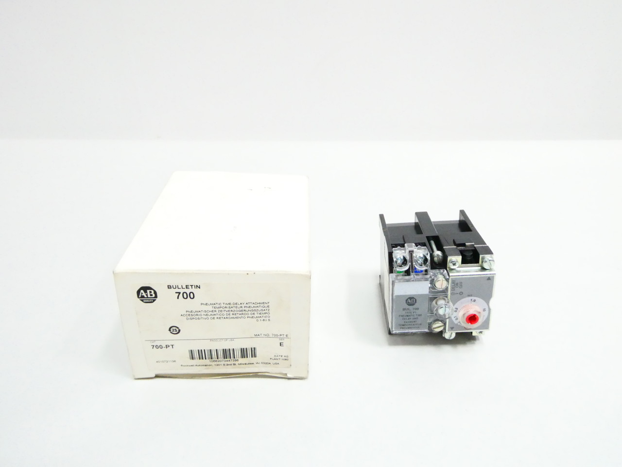 ALLEN BRADLEY 700-PT PNEUMATIC TIME DELAY ATTACHMENT 0.1-60S RELAY ...