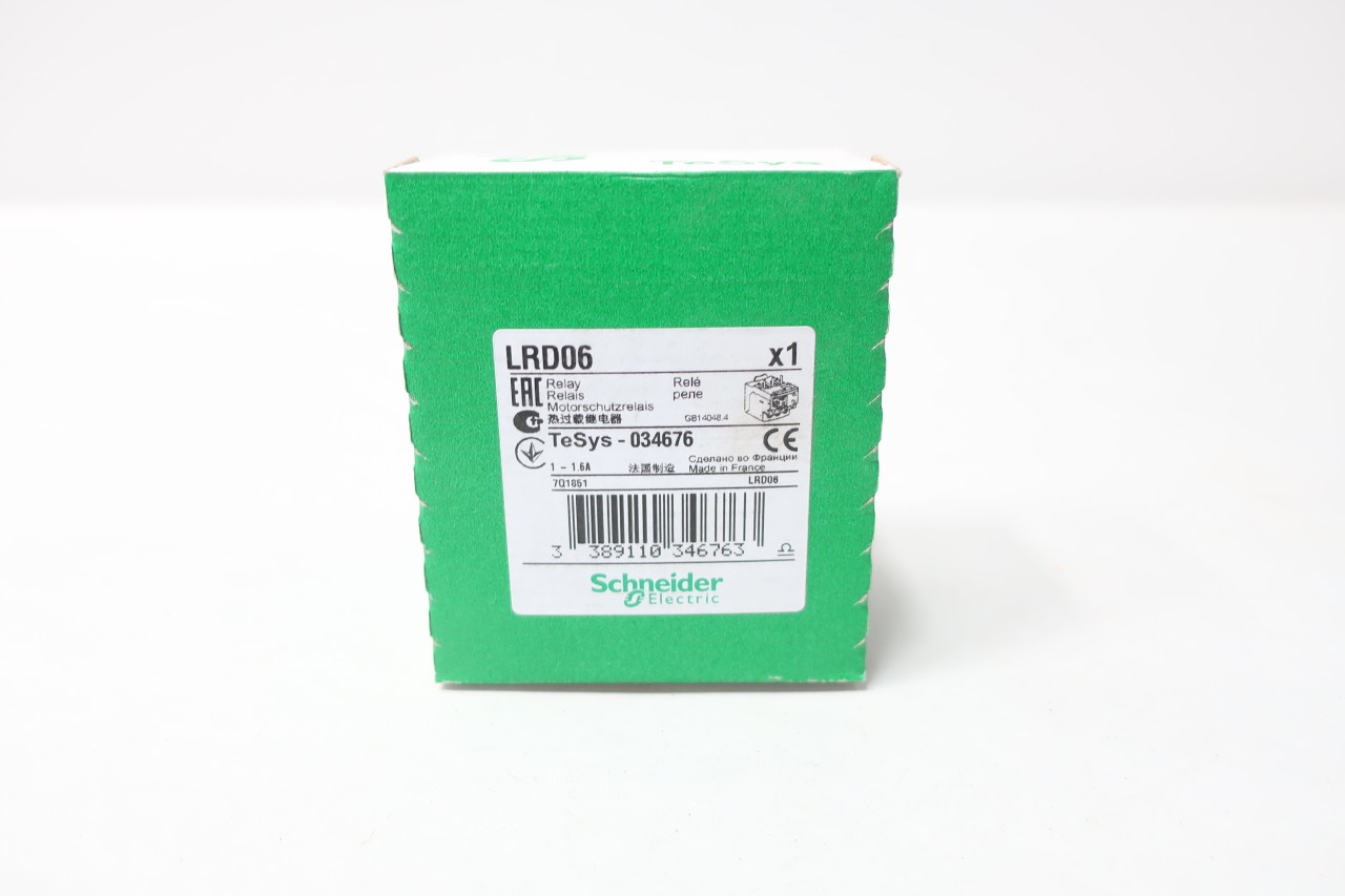 SCHNEIDER LRD06 1-1.6A AMP OVERLOAD RELAY - MRO INDUSTRIAL