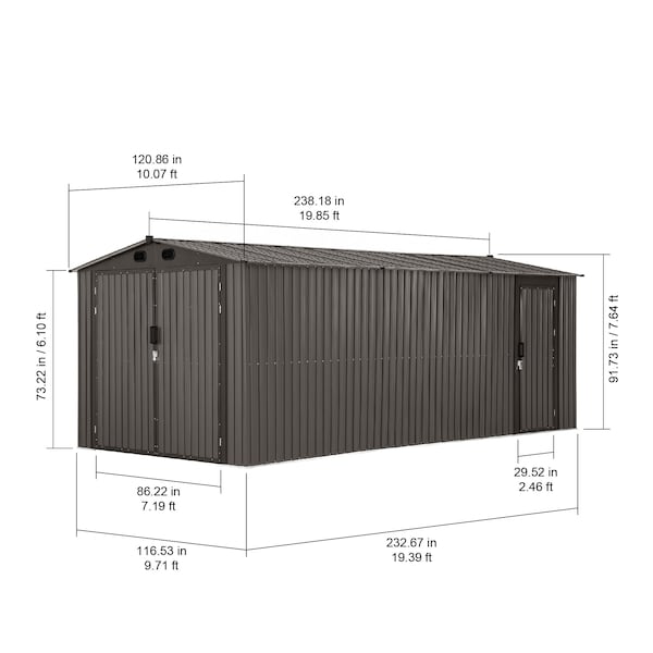 Sunjoy 10 ft. x 20 ft. Outdoor Storage Shed, Carport, Tan - A110006602 ...