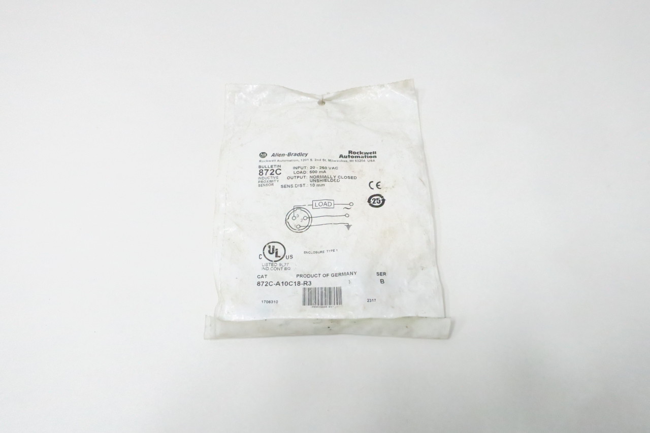 ALLEN BRADLEY 872C-A10C18-R3 20-250V-AC PROXIMITY SENSOR - MRO INDUSTRIAL