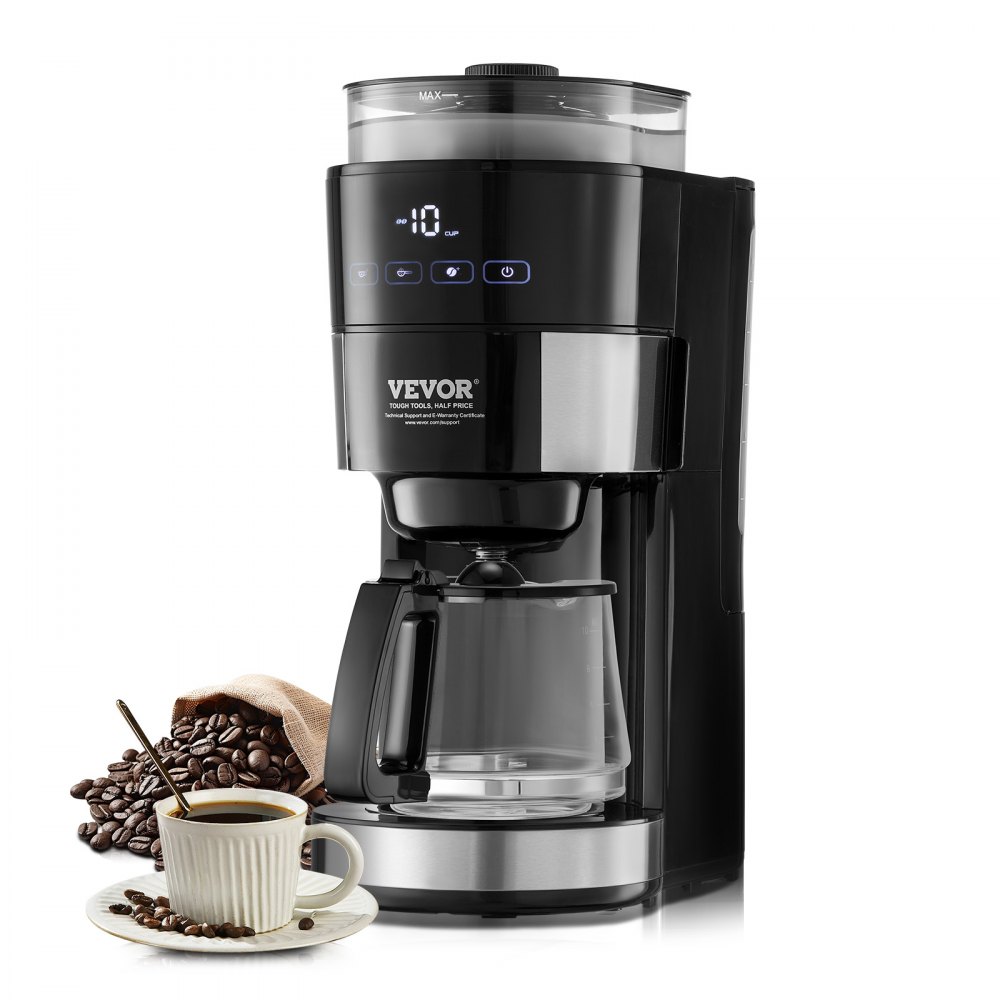 VEVOR 10-Cup Coffee Maker Drip Coffee Machine with 3 Brew Strength ...