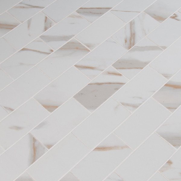 Msi Pietra Calacatta 12 In. X 12 In. X 10Mm Polished Porcelain Mosaic ...