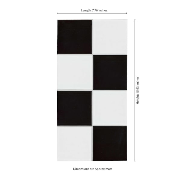 Msi White And Black Checkered 8 in. X 16 in. Matte Porcelain Mosaic ...