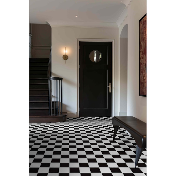 Msi White And Black Checkered 8 in. X 16 in. Matte Porcelain Mosaic ...