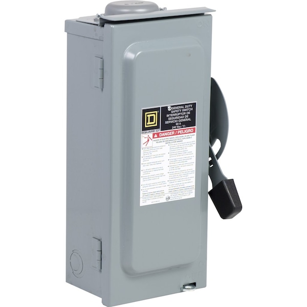 Schneider Electric Safety switch, general duty, fusible, 60A, 2 pole ...