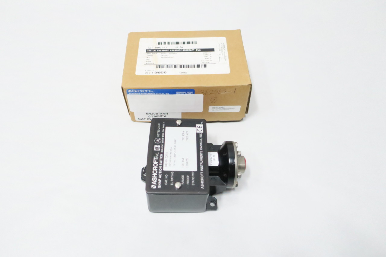 ASHCROFT B420B-XNH SNAP ACTION 100PSI 480V-AC PRESSURE SWITCH - MRO ...