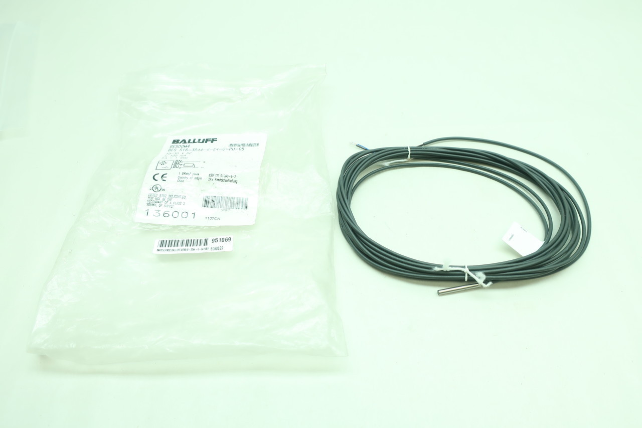 BALLUFF BES00M4 BES 516-3044-G-E4-C-PU-05 10-30V-DC PROXIMITY SENSOR ...