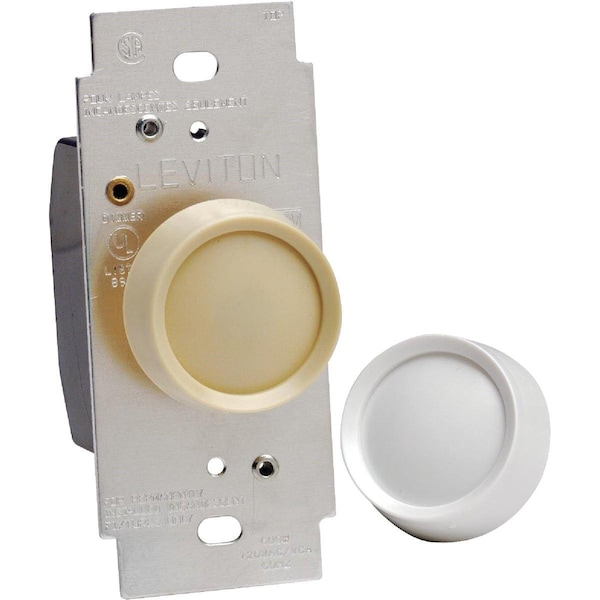 Leviton White/Light Almond Universal Push On-Off Rotary Dimmer Switch ...