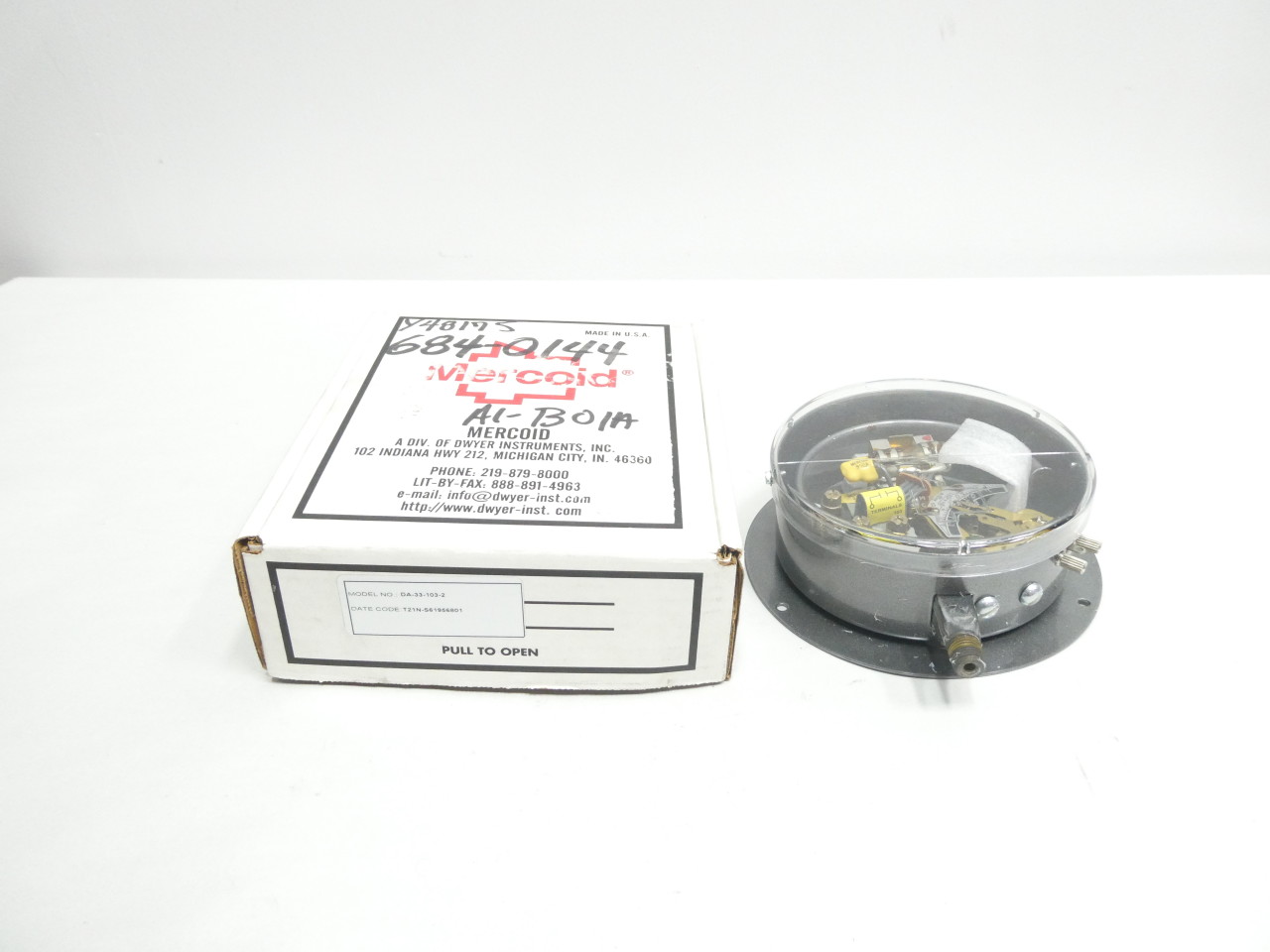 MERCOID DA-33-103-2 0-30IN-H9-VAC 120/240V-AC PRESSURE SWITCH - MRO ...