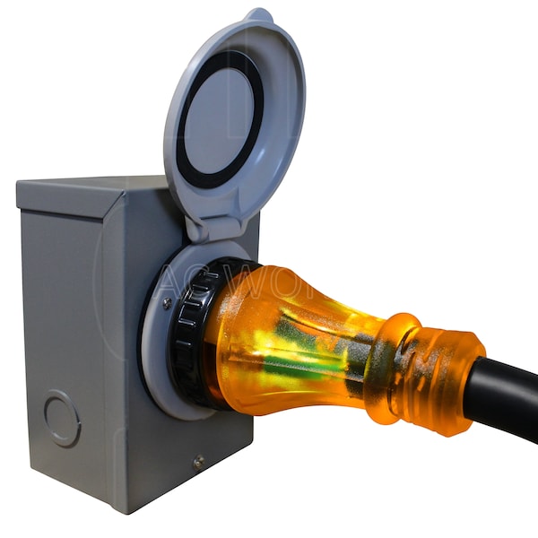 Ac Works 25ft Generator L14-30P 30A 4-Prong Plug to 50A RV/ Marine ...