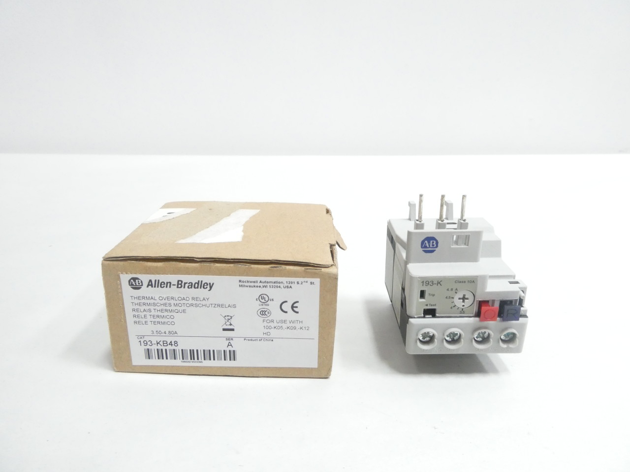 ALLEN BRADLEY 193-KB48 THERMAL 3.5-4.8A AMP OVERLOAD RELAY - MRO INDUSTRIAL