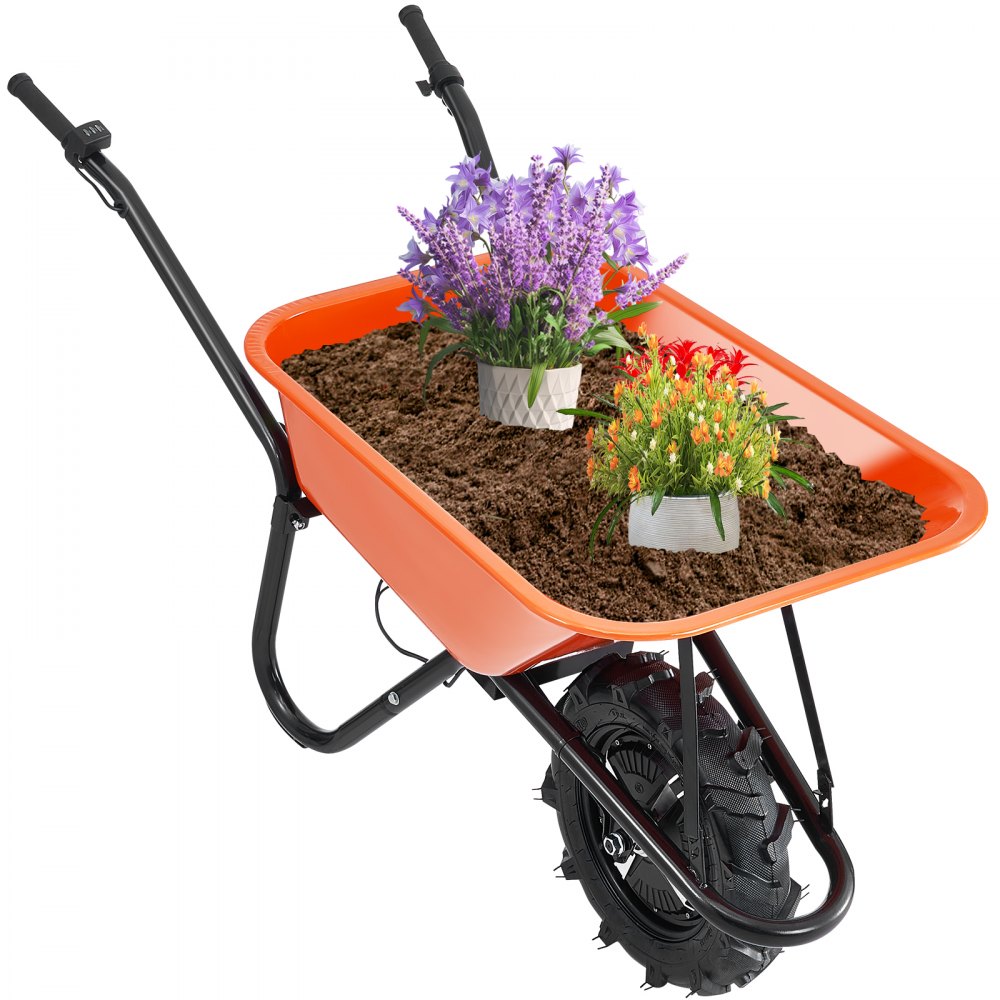 VEVOR Electric Wheelbarrow Cart One Wheel 5 Cu Ft Powered Dump Cart 330 ...