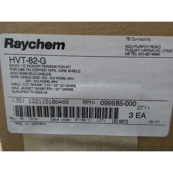 Raychem BOX OF 3 5/8KV 1/C INDOOR TERMINATION KIT WIRE SPLICE KIT ...