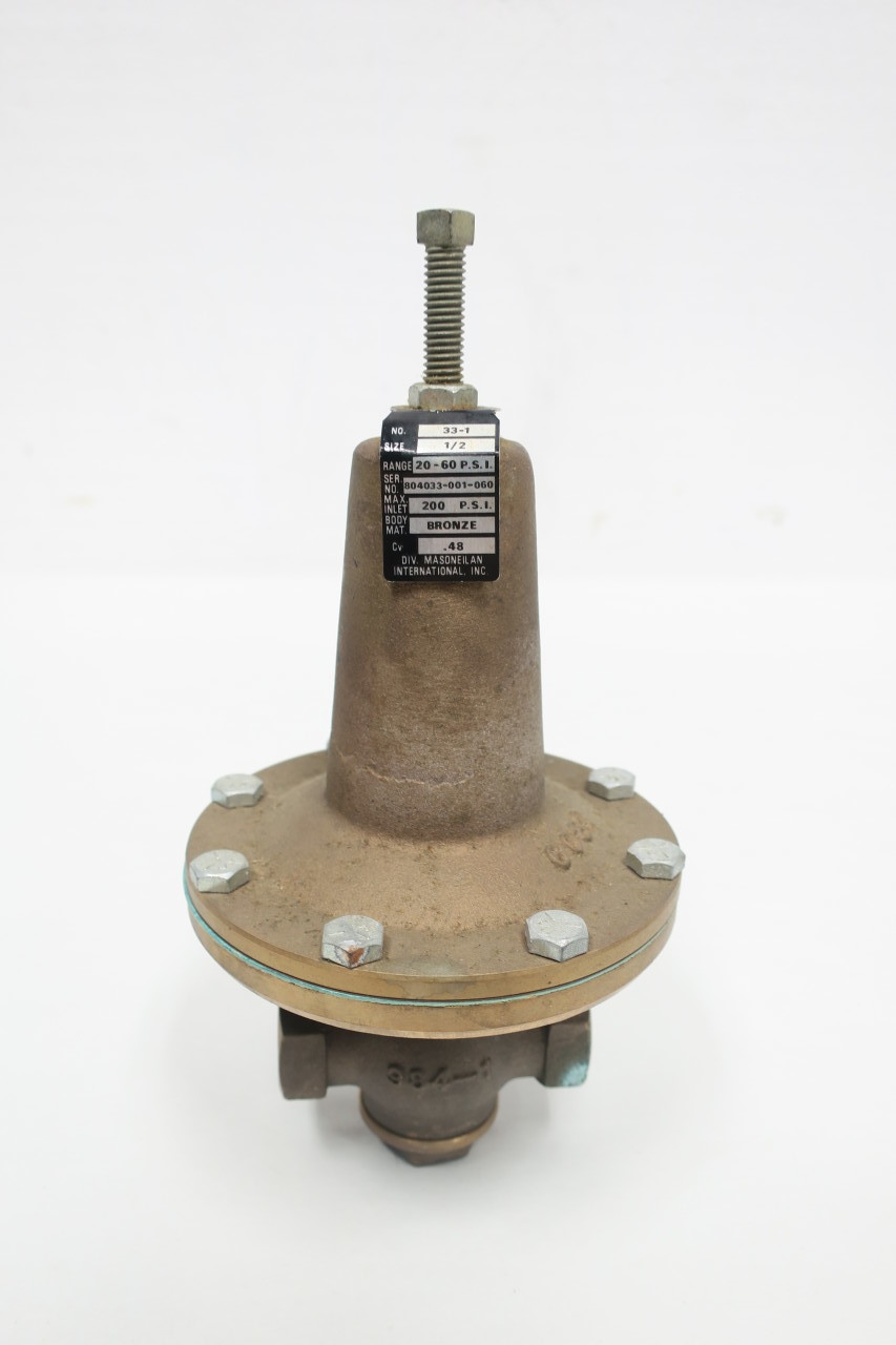 MASONEILAN 33-1 BRONZE THREADED 1/2IN NPT PRESSURE REDUCING REGULATOR ...