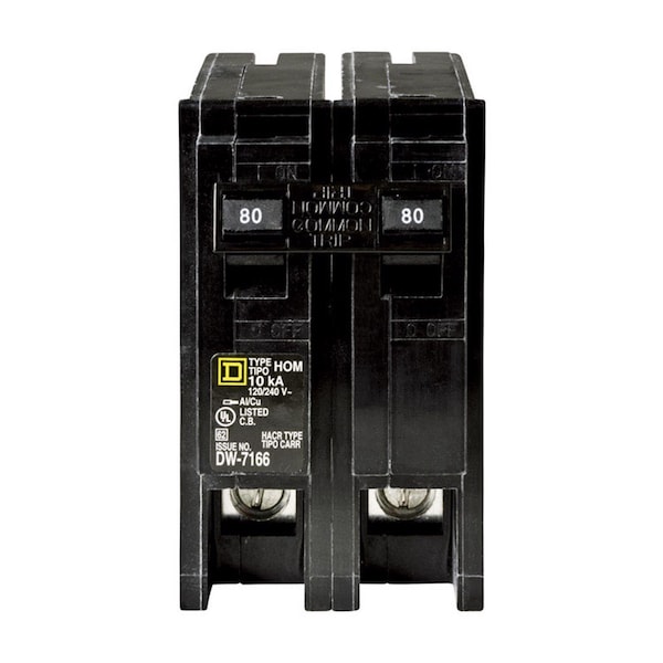 Square D Miniature Circuit Breaker, HOM Series, 80A, 2 Pole, 120/240V ...