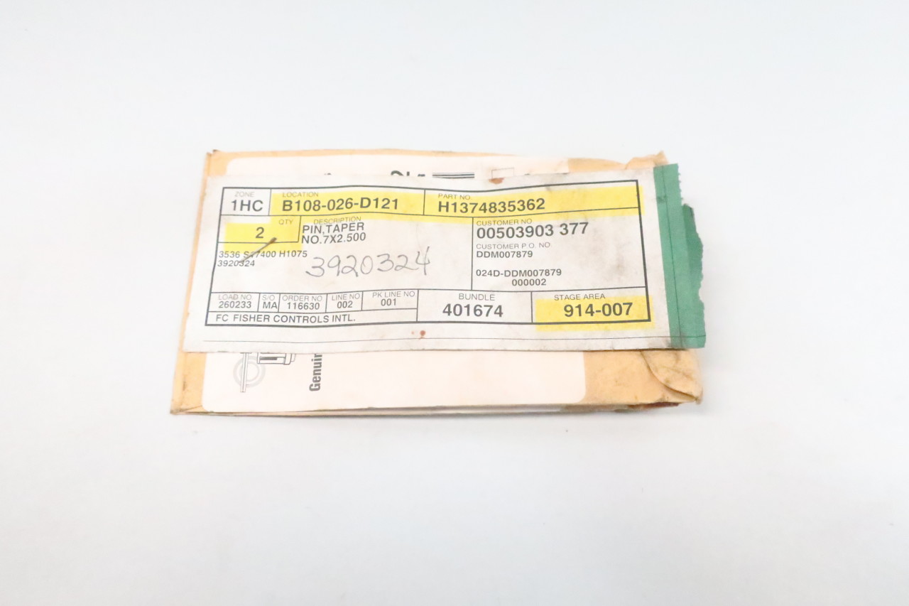 FISHER H1374835362 TAPER PIN VALVE PARTS AND ACCESSORY - MRO INDUSTRIAL