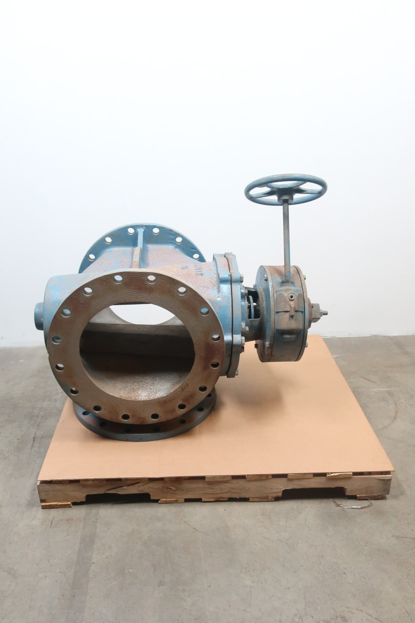 DEZURIK PTW 3-WAY MANUAL 150 IRON FLANGED 16IN PLUG VALVE - MRO INDUSTRIAL
