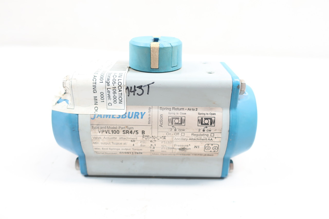 JAMESBURY VPVL100SR4/5B PNEUMATIC VALVE ACTUATOR - MRO INDUSTRIAL