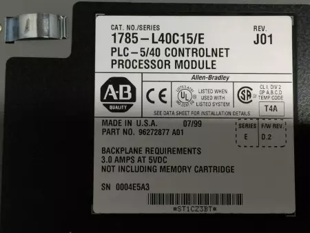 Allen-Bradley ControlNet Processor 1785-L40C15/E - MRO INDUSTRIAL