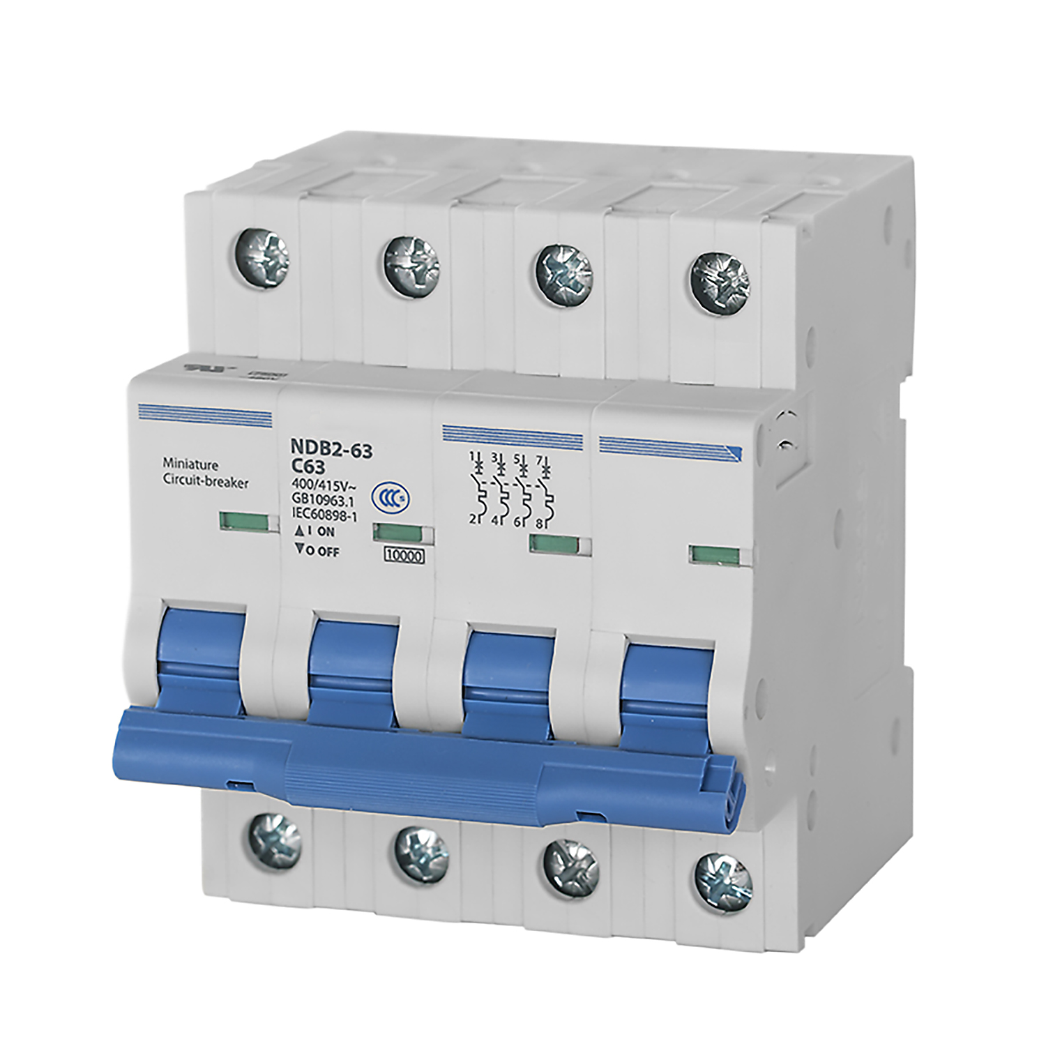 40 Amp, 4 Pole, 480V AC, Trip Curve: D, DIN Rail Mount-Miniature ...