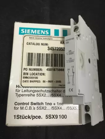 Siemens Auxiliary Contact 5SX9100 - MRO INDUSTRIAL