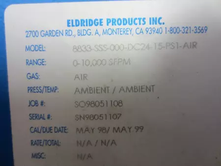 EPI Mass Flow Switch 8833-SSS-000-DC24-15-PS1-AIR - MRO INDUSTRIAL