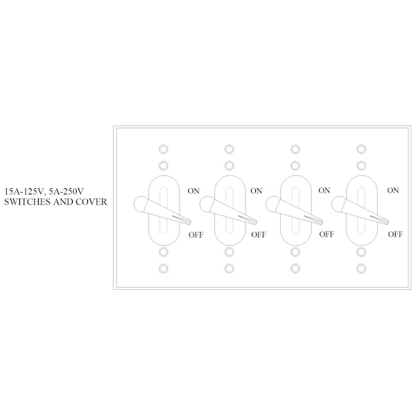 Mulberry Electrical Box Cover, 4 Gangs, Rectangular, Toggle Switch ...