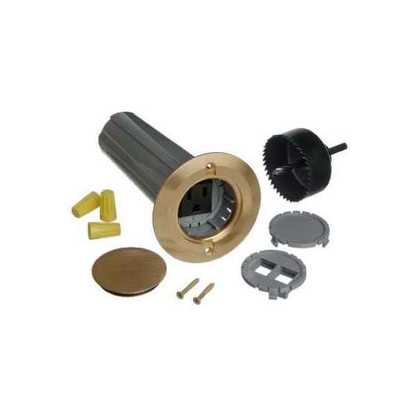 Abb Electrical Box, 11.8 cu in, Floor Box Type, 1 Gang, Brass, Round ...