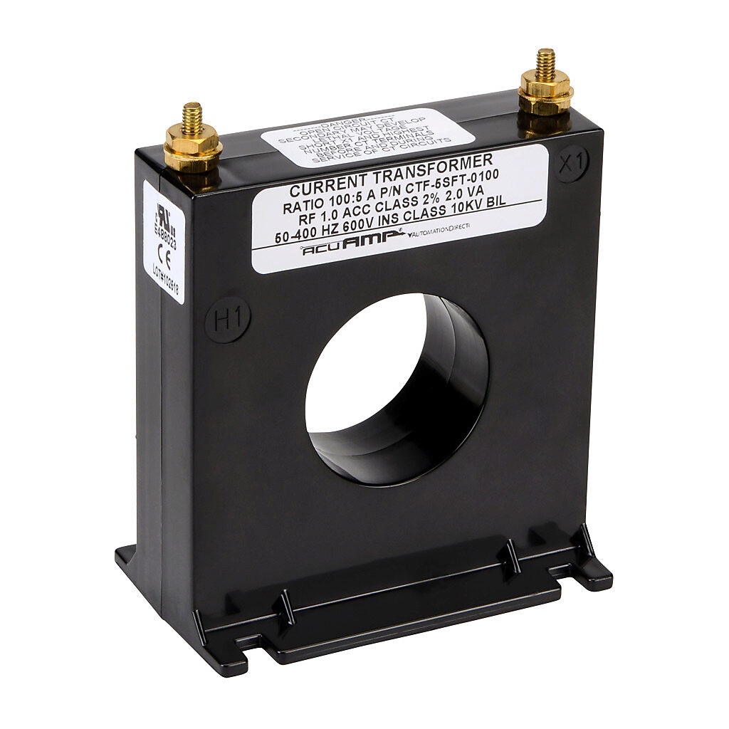 CTF-5SFT-0100 - AcuAMP AC current transformer, solid core, 100A primary, 5A secondary, 1.56in ...