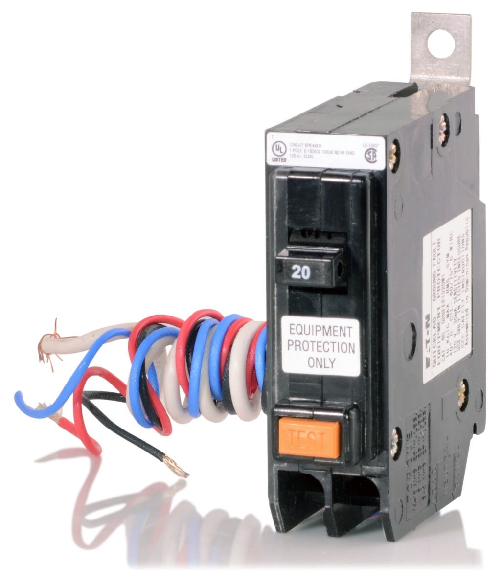 Eaton QBGFEP1020W1 1 Pole Ground Fault Circuit Breaker - FerreDepot