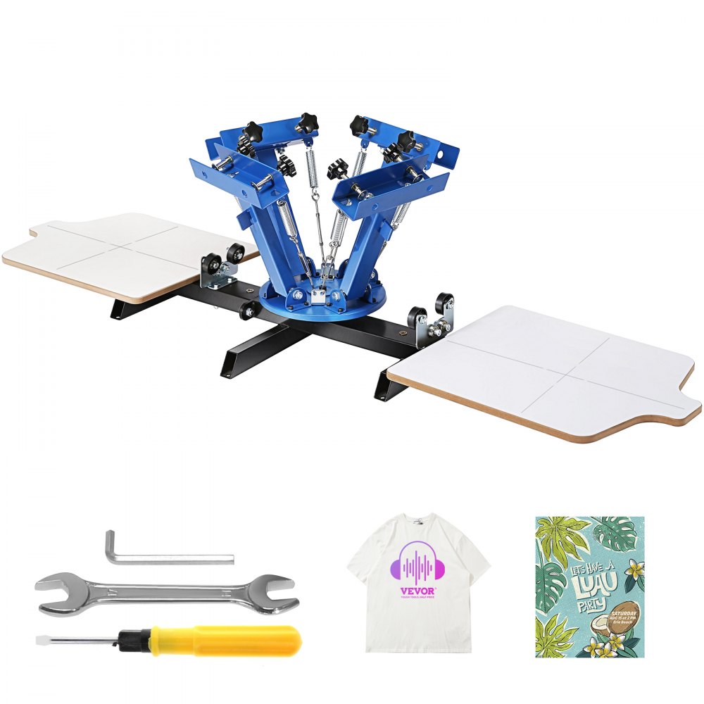 VEVOR Screen Printing Machine, 4 Color 2 Station, 360° Rotable Silk ...