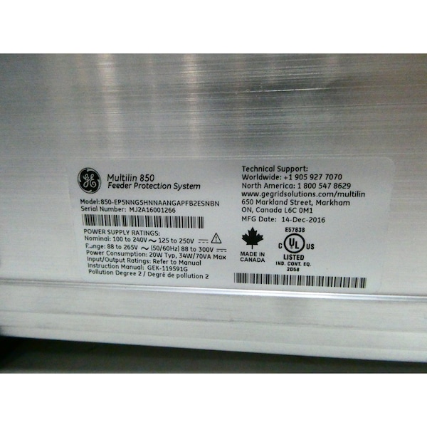 SISTEMA DE PROTECCIÓN DE ALIMENTADOR GE MULTILIN 850 - RELÉ DE ...