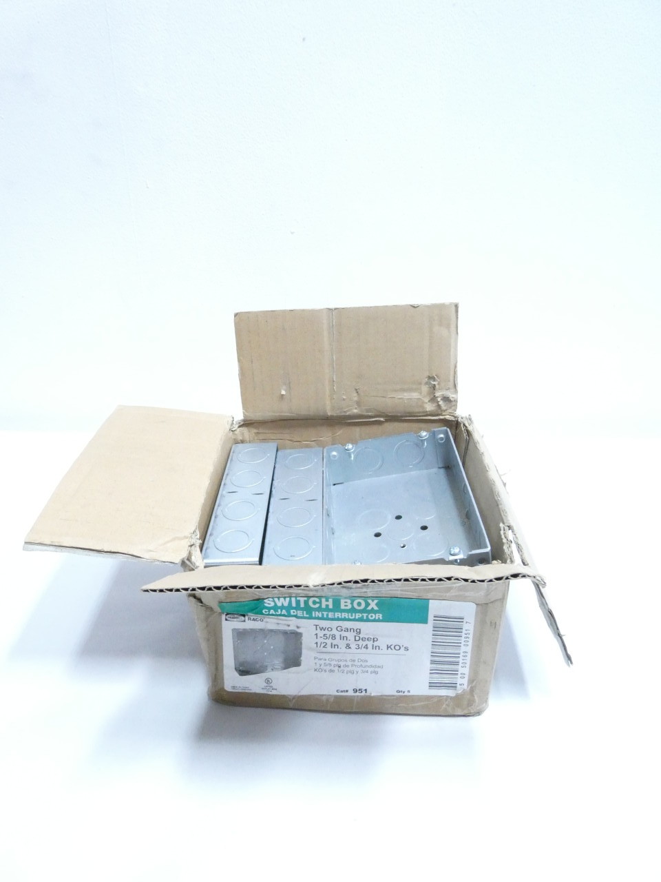 HUBBELL 951 BOX OF 5 TWO GANG SWITCH BOX 1-5/8IN DEEP CONDUIT OUTLET ...