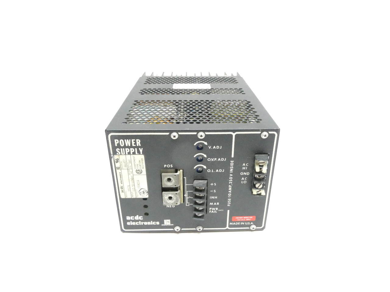 ACDC ELECTRONICS 99174 115V-AC 21A AMP 15V-DC 660VA AC TO DC POWER ...