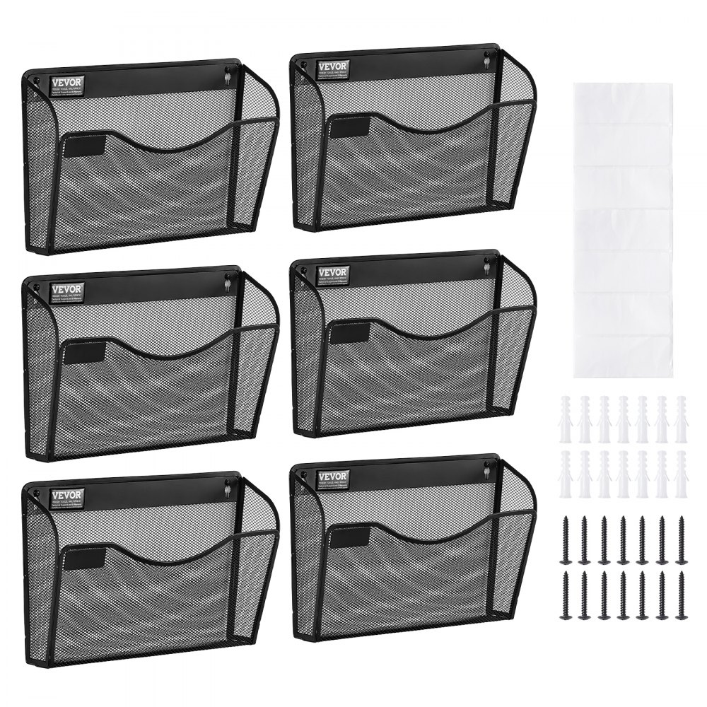 VEVOR Hanging Wall Files Organizer, 6 Pack Single Pocket Mesh Wall File ...