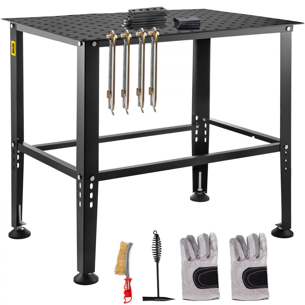 VEVOR Welding Table, 36" x 24" Adjustable Workbench, 0.12" Thick ...