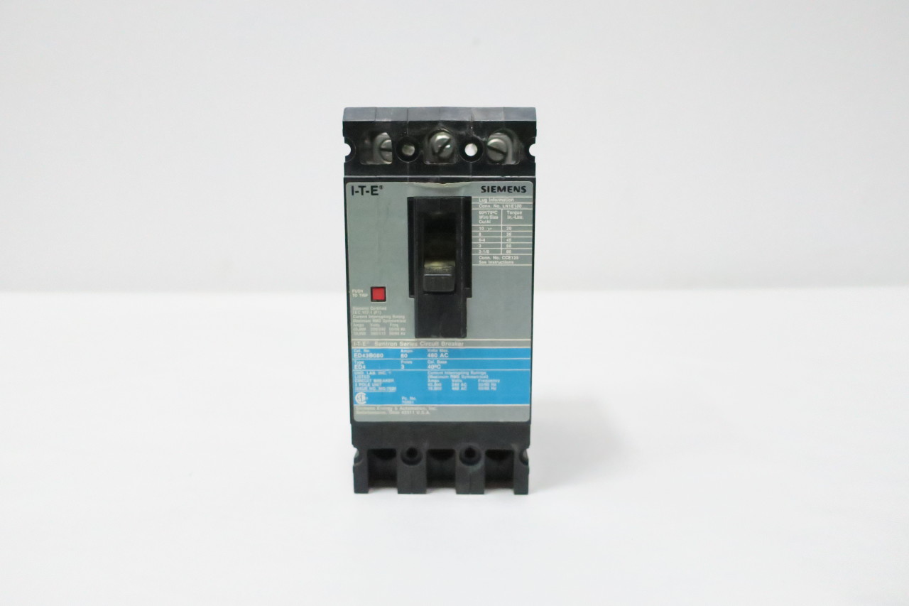 SIEMENS ED43B080 SENTRON 3P 80A AMP 480V-AC MOLDED CASE CIRCUIT BREAKER ...